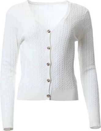 Generic Cardigan cor&eacute;en en tricot &agrave; col en V pour femme - D&eacute;contract&eacute; - Cardigans basiques - Printemps - Manteaux vintage, Blanc, 3XL