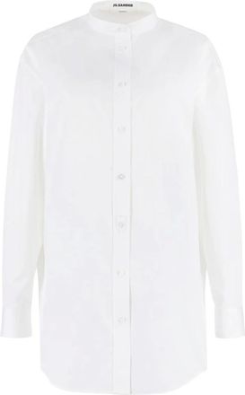 Jil Sander Femme, Blouses et Chemises, Blanc, Taille: 40 FR Poplin Band Collar Shirt