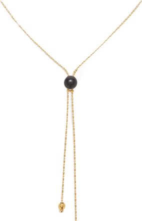 Uno De 50 UNO de 50 | langer Anh&auml;nger | mit verstellbarer Kette und schwarzem Muranoglas | 18 Karat vergoldet | handgefertigter Schmuck | Hergestellt in Spanien