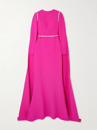 SAFiYAA Ginevra Robe Aus Stretch-cr&ecirc;pe Mit Cape-effekt Und Kristallen - Pink
