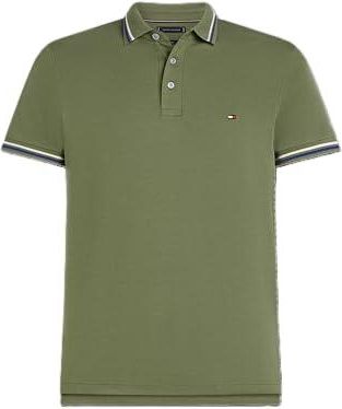 Tommy Hilfiger Polo Manches Courtes Homme Tipped Seasonal Slim Fit, Vert (Battle Green), M