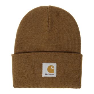 Carhartt Work in Progress Homme, Accessoires, Brun, Taille: ONE Size Logo Brodé Bonnet Montre Acrylique