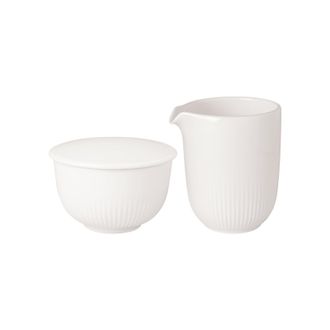 Villeroy & Boch Afina Milch- und Zucker-Set 2-teilig, Milchkännchen (170 ml) und Zuckerdose (90 ml), Dose mit Deckel und Kännchen, Spülmaschinenfest & Mikrowellengeei