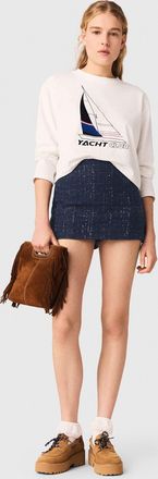 Maje T-Shirt Mit Bootsaufdruck - Wei&szlig; - Maje