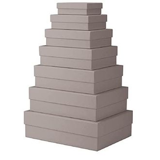 R&ouml;ssler Selection Papier 13411453490 - Boxline Geschenkbox mit Deckel, 7er Set Geschenkschachteln, Taupe, Kartonagen rechteckig