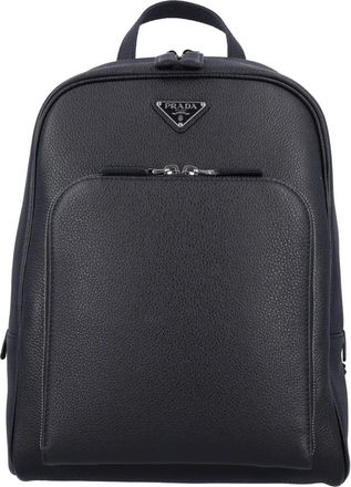 Prada Rucks&auml;cke - Pebbled Leather Backpack With Top Handle And Adjus - Gr. unisize - in Schwarz - f&uuml;r Damen