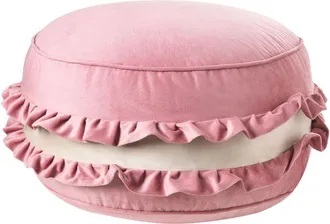 Beliani Pouf Moderne en Velours 50 x 50 x 30 cm Rond Rembourr&eacute; EPS Forme de Macaron Accessoire Enfant Rose Marot
