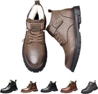 Generic Chaussures dhiver pour homme - Doublées chaudes - Unisexe - Imperméables - Bottes de randonnée - Bottes de neige antidérapantes - Bottines en cuir - C