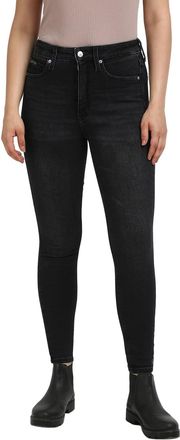 Calvin Klein Damen Jeans Hose Super Skinny Ankle High Waist, Schwarz (Denim Black), 25W
