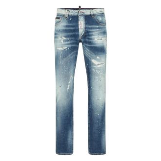 Philipp Plein Super Straight Cut Hose Paisley Bandana - - Jeans - Herren - Blau - W30