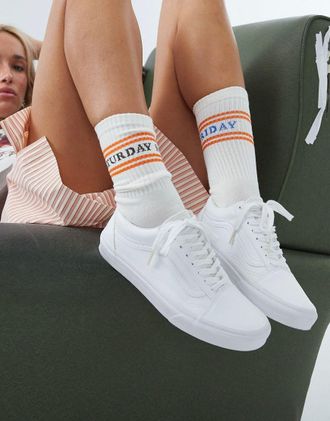 Vans Old Skool - Kunstleder-Sneaker in Triple-Wei&szlig;