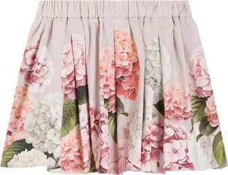 Dolce & Gabbana Femme, Jupes, Multicolore, Taille: 3 Y Jupe en toile &agrave; imprim&eacute; dhortensias