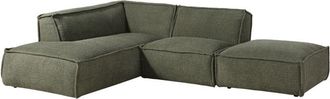 Massivmoebel24 Ecksofa inkl. Hocker 195x220x79 Polyester gr&uuml;n ravenna