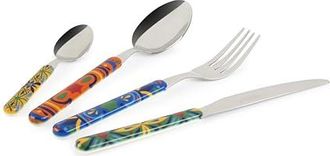 Excelsa Puebla Lot de 16 couverts en acier inoxydable, manche en plastique