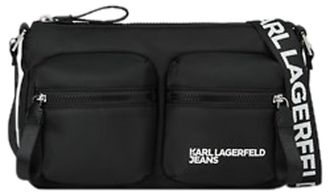 Karl Lagerfeld WomenS, Essential Nylon Crossbody, Black, One size