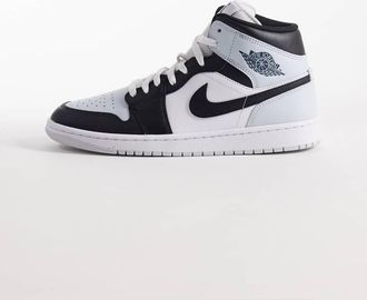 Nike Jordan Nike - Air Jordan 1 - Mittelhohe Sneaker in Schwarz, Blau und Wei&szlig;