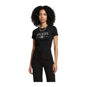 Guess Femme, Tops, Noir, Taille: 40 FR T-shirt imprim&eacute; &agrave; col rond et manches courtes