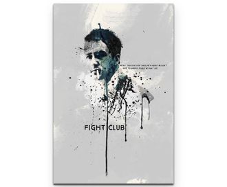 Paul Sinus Art Sinus Art Fight-Club 90x60cm auf Leinwand gespannt, Wandbild, Wanddeko, Wohnzimmer, abstrakt, &Ouml;lmalerei, Tyler Durden, gerahmt