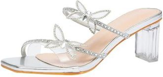 Generico Sandales de soir&eacute;e &eacute;l&eacute;gantes pour Femmes Motif papillon Strass 6 CM Bout Ouvert Talon pour Les F&ecirc;tes de Mariage (41)