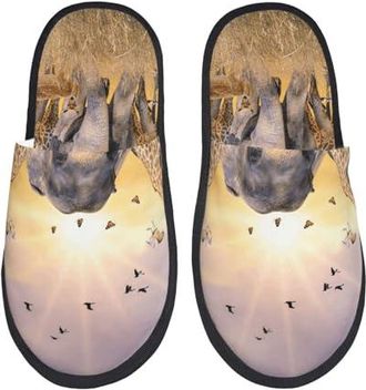 Generic Pantoufles Estampe vintage sur la protection de la faune &eacute;l&eacute;gant Chaussons pour Homme Antid&eacute;rapant Chaud Chaussures Femme Hiver M