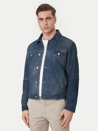 Calvin Klein Jeans Lederjacke 90s LV04RF404G Dunkelblau Regular Fit