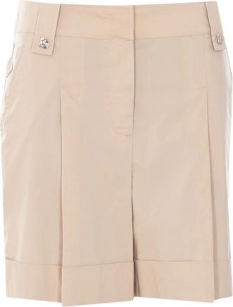 Liu Jo Femme, Shorts, Beige, Taille: 38 FR Short boutonn&eacute; avec d&eacute;tail pliss&eacute;