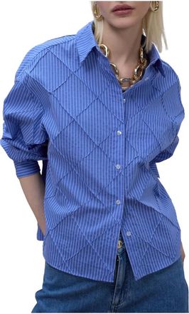 Lola Casademunt Femme, Blouses et Chemises, Bleu, Taille: 42 FR Chemise oversize en popeline &agrave; motif losanges