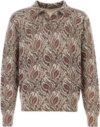 Etro Homme, Pulls, Multicolore, Taille: L Pull en Jacquard de Laine avec Motif Feuillage