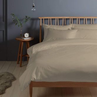 Pizuna 400 Fadenzahl aus Baumwolle Bettw&auml;sche Einfach Taupe,100% Langstaple Baumwolle Bettbezug und Kissenbezug, 100% Baumwolle Mako Satin 2-Teilig Bettw&auml;sch