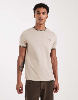 Fred Perry T-shirt avec bordures &agrave; double liser&eacute; - Beige-Neutre
