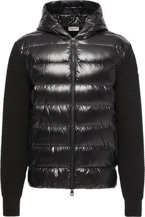 Moncler Moncler Cardigan Matelass&eacute; Zipp&eacute; En Laine Et Cachemire M&eacute;lang&eacute;s, Homme, Noir, Taille: 3xl