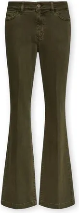 Elena Miro Femme, Jeans, Vert, Taille: 42 FR Pantalon &Eacute;vas&eacute; en Serg&eacute; de Coton Mixte