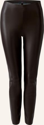 Oui Leggings In Lederoptik braun