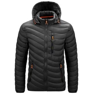 Generic Veste dhiver &agrave; capuche pour homme - &Eacute;pais et confortable - Imperm&eacute;able - Coupe-vent - Manteau solide avec poches, Noir, 6XL