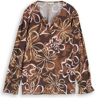 Tom Tailor Langarmshirt T-Shirt (im Einserpack) Plus Size - Blusenshirt mit Blumenmuster