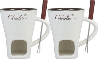 Garneck 2 Sets Multifunktionstopf Hot Chocolate Tasse Porzellan Schmelzen Schokolade Fondue Schmelztiegel Schokolade Mini Fonduetopf Topf K&auml;sew&auml;rmer Keramik