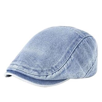 Generic Chapeau vintage en denim d&eacute;lav&eacute; for femme, casquette de taxi, chapeau plat d&eacute;t&eacute; for le soleil Pour lautomne et lhiver(Light blue)