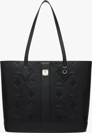 MCM Neuer Liz Shopper aus Leder mit gepr&auml;gtem Monogramm BLACK LEATHER