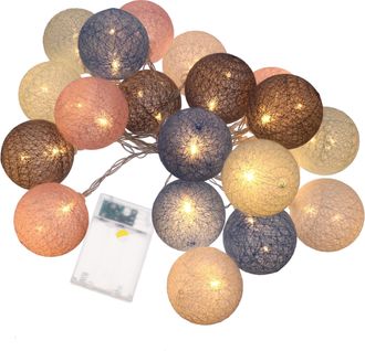 Cabilock Led Baumwollfaden Lichterkette 20 Leds 3m Wiederverwendbar Bunte Kugeln Für Innenräume Festliche Dekoration Ohne Batterie