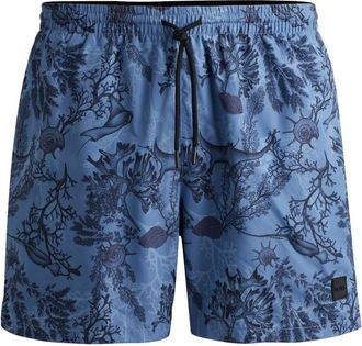 BOSS Badeshorts mit Blumen-Print - Blau