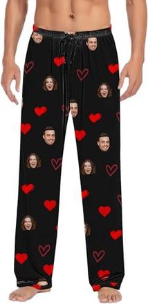 Generic Pantalon de pyjama pour couple - Pour la Saint-Valentin - Imprim&eacute; 3D - D&eacute;contract&eacute; - Pantalon damant ample - 8 pantalons de pyjama pour hommes (noir, 