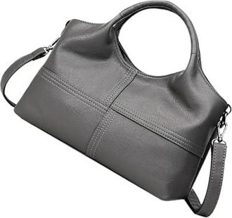 Hemobllo Sac à Main Bandoulière Femme Capacité Sac Vintage Multifonction pour Bureau Porté Épaule Mode Doux Cuir Gris Foncé