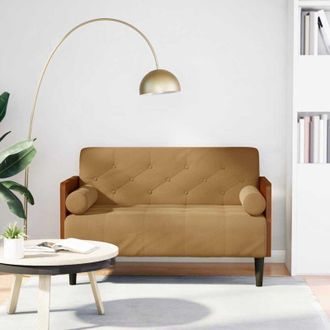 vidaXL Zweisitzer-Sofa mit Nackenrollen Braun 110 cm Samt Vidaxl