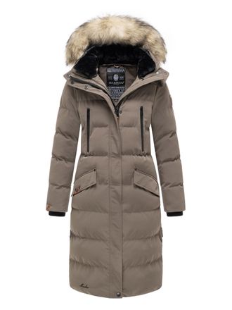Marikoo Damen Winterjacke - Schneesternchen, lang mit Kapuze & Fellkragen