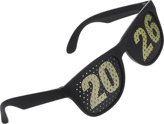 Cabilock 2026 Silvester Brille Aus Robustem Abs Party Foto Requisiten F&uuml;R Abschlussfeier Und Neujahrsfest Schwarze Lustige Quadratische Brille F&uuml;R Feierlichkei