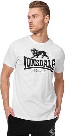 Lonsdale Logo - T-Shirt Sportswear - Homme - Blanc - FR: Medium (taille fabricant: Medium)