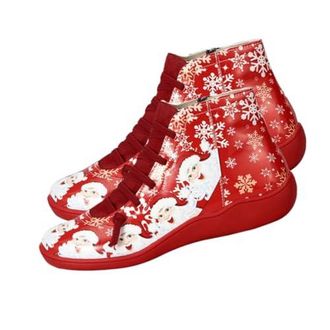 Holibanna Bottines Courtes de Noël pour Femmes Chaussures Décontractées PU Artificiel Confortables pour Fêtes Hiver et Cadeaux Féminins