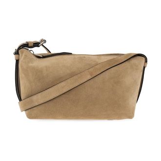 Moschino Wildleder-Umh&auml;ngetasche mit Logo - - Bags - Damen - Beige - ONE SIZE