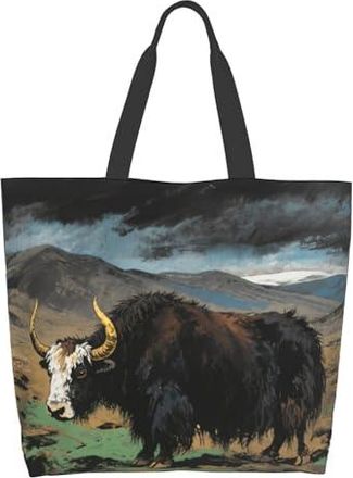 Generic Vache Des Highlands1 Sac A Main Femmes R&eacute;utilisable Sacs Grand Sac Fourre-Tout Pour Travail Shopping Quotidienne