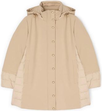 Motivi Femme, Vestes, Beige, Taille: 46 FR Doudoune avec Capuche Amovible